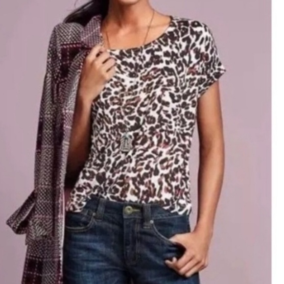 CAbi | Tops | Cabi Leopard Print Cropped Tee Style 344 | Poshmark